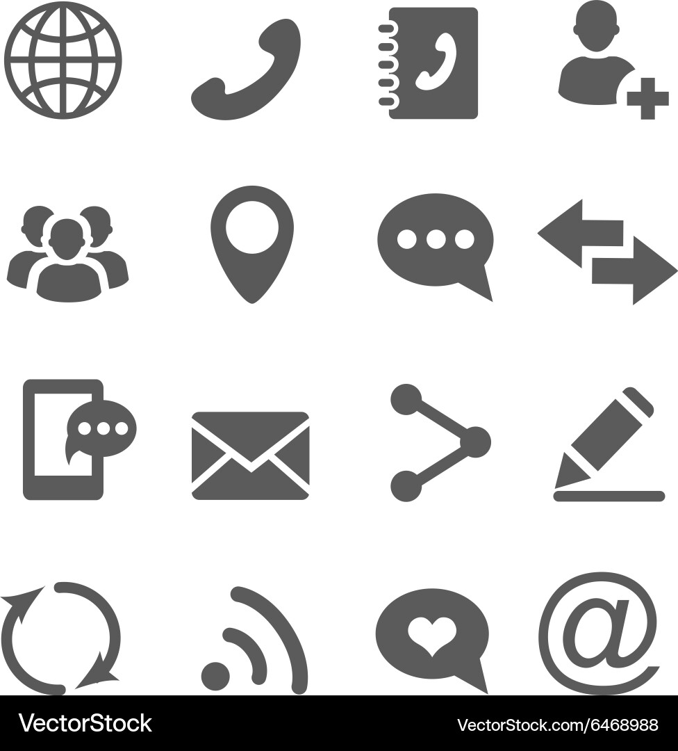 Contact communication icons set Royalty Free Vector Image