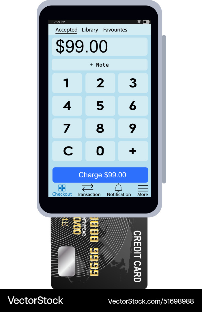 Credit card terminal in front view Royalty Free Vector Image