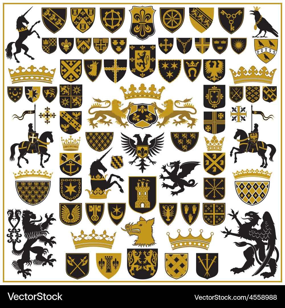 Heraldry crests and symbols Royalty Free Vector Image