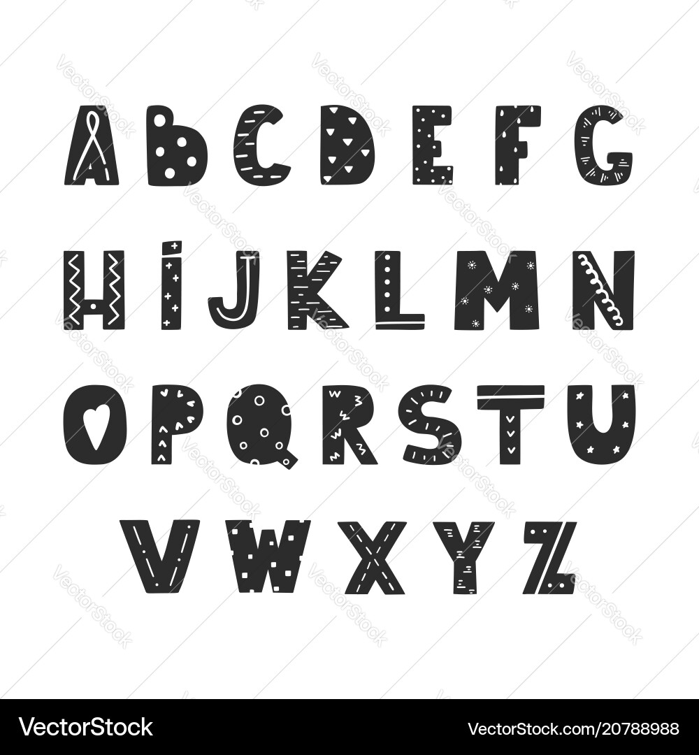 Modern Black & White Alphabet Art Royalty Free Vector