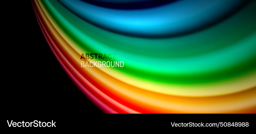 Rainbow color wave lines on black techno Vector Image