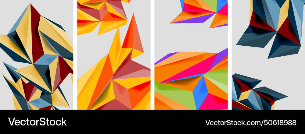 Set of mosaic triangle pattern abstract posters Vector Image