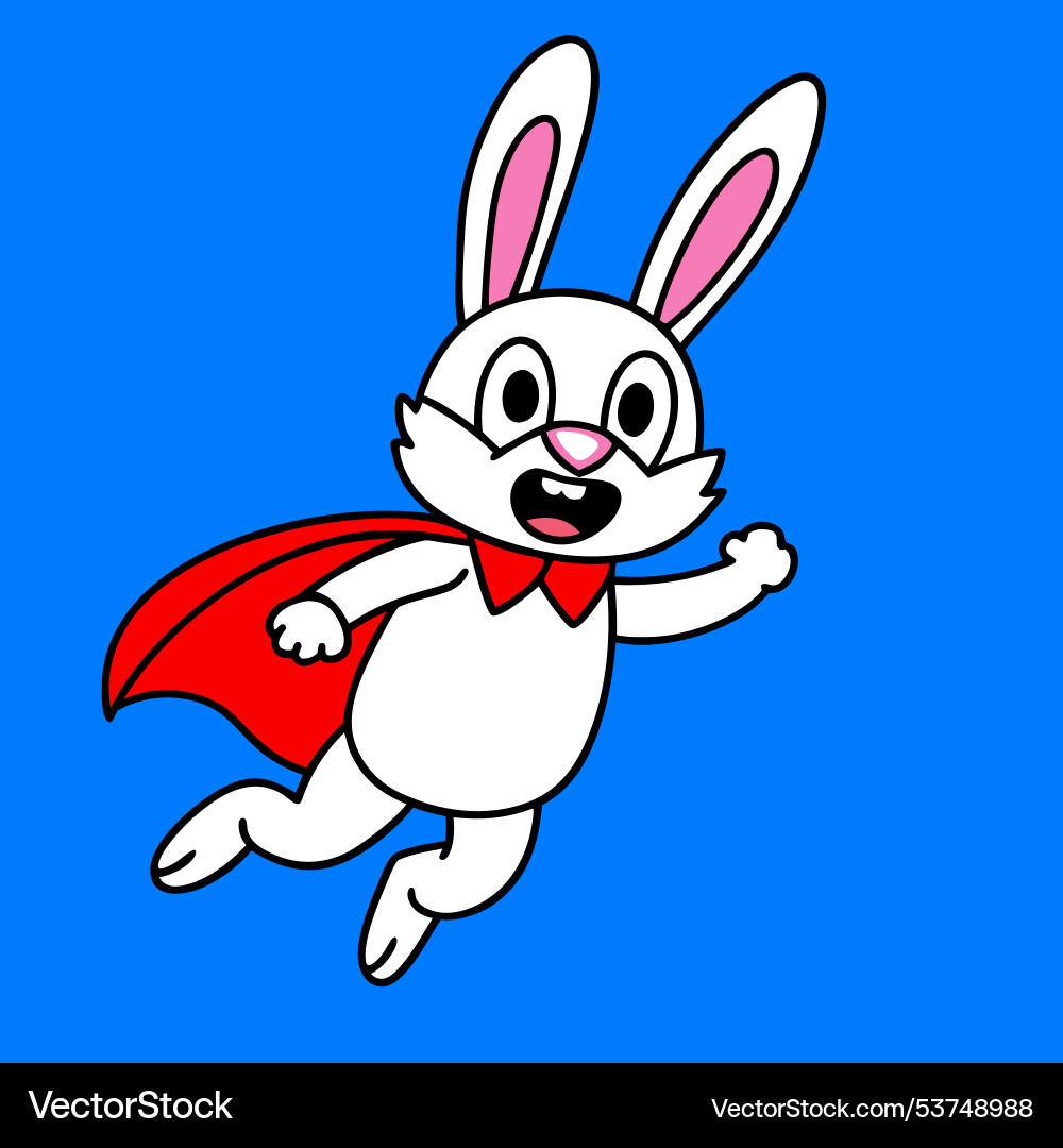 Superhero rabbit cute bunny with a red cloak Vector Image