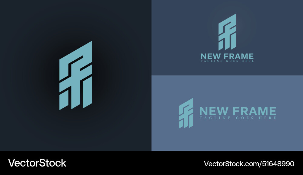 Abstract initial letters nf or fn logo in blue Vector Image