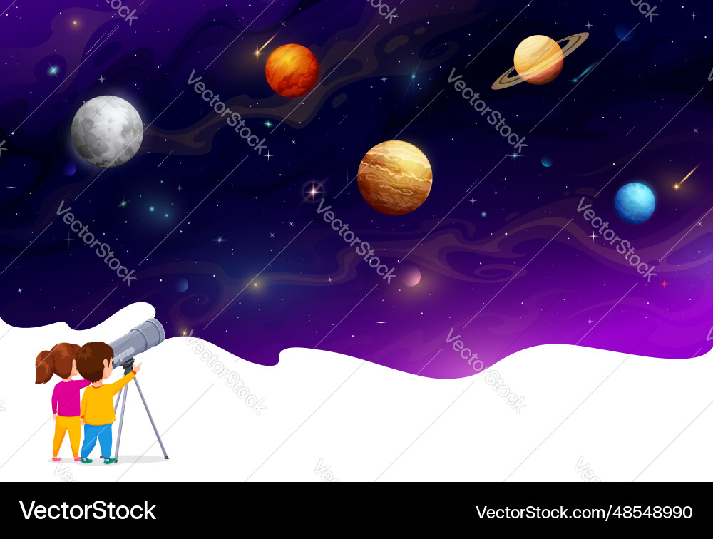 Children Observing Space Royalty Free Vector Image