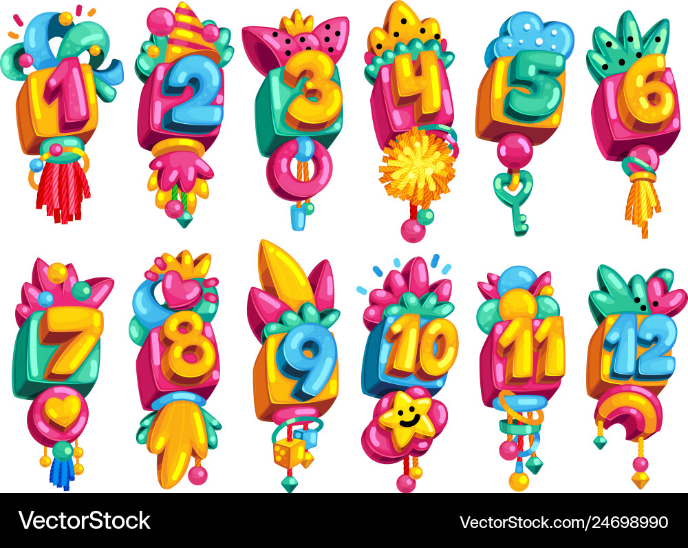 Colored numbers Royalty Free Vector Image - VectorStock