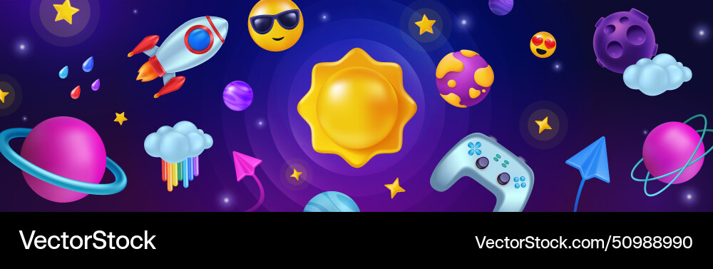Space background 3d game isolated elements Vector Image