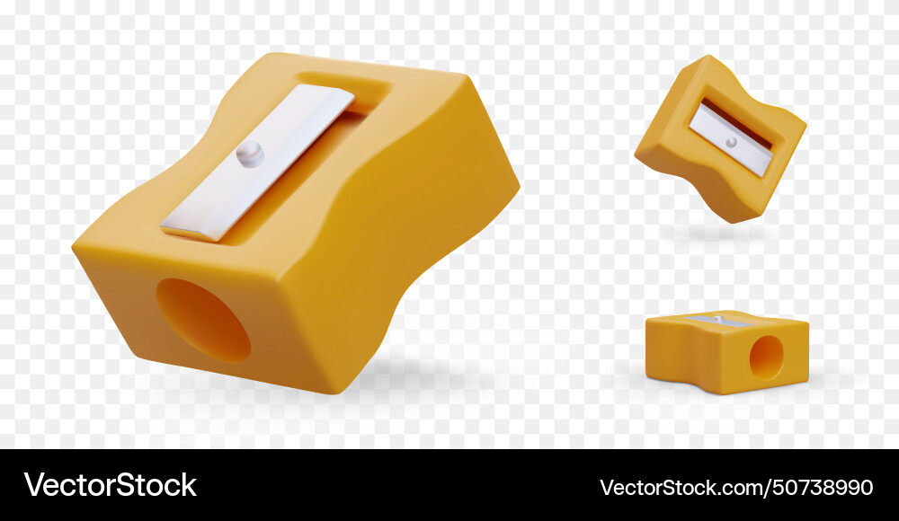 Yellow pencil sharpener school and office Vector Image