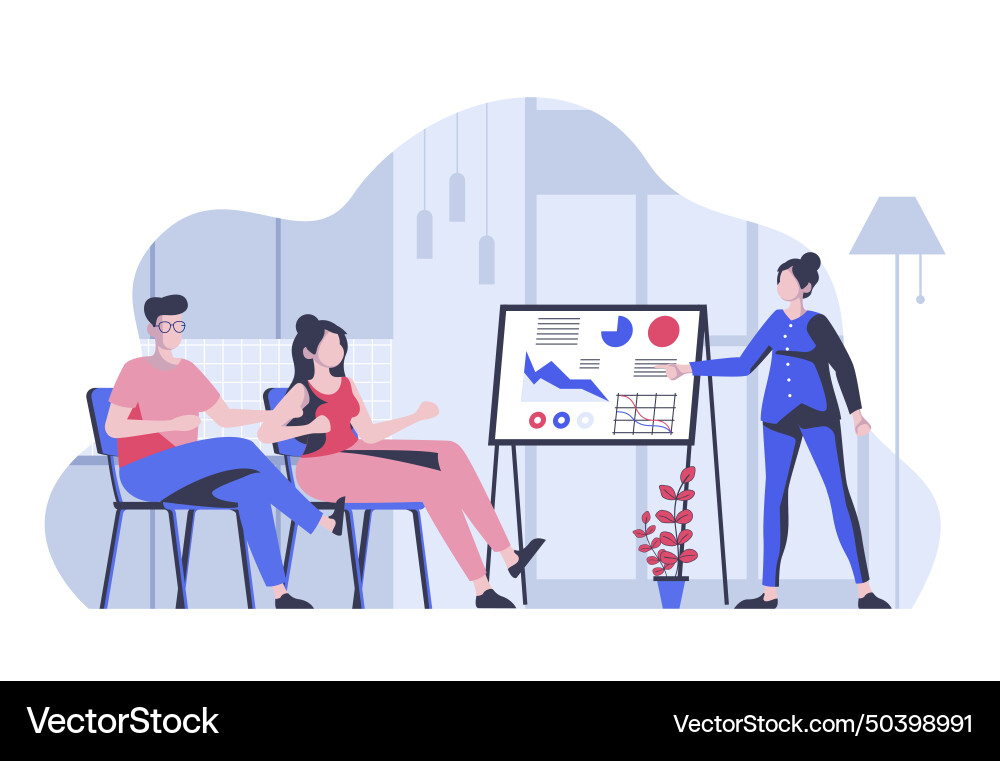 Business training concept with cartoon people Vector Image