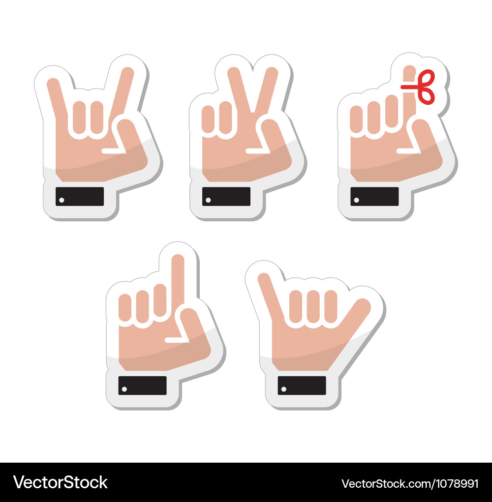 Hand Signals & Icons - Victory Gestures Vector Image