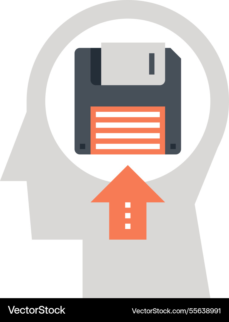 Memorization capabilities flat web icon concept Vector Image
