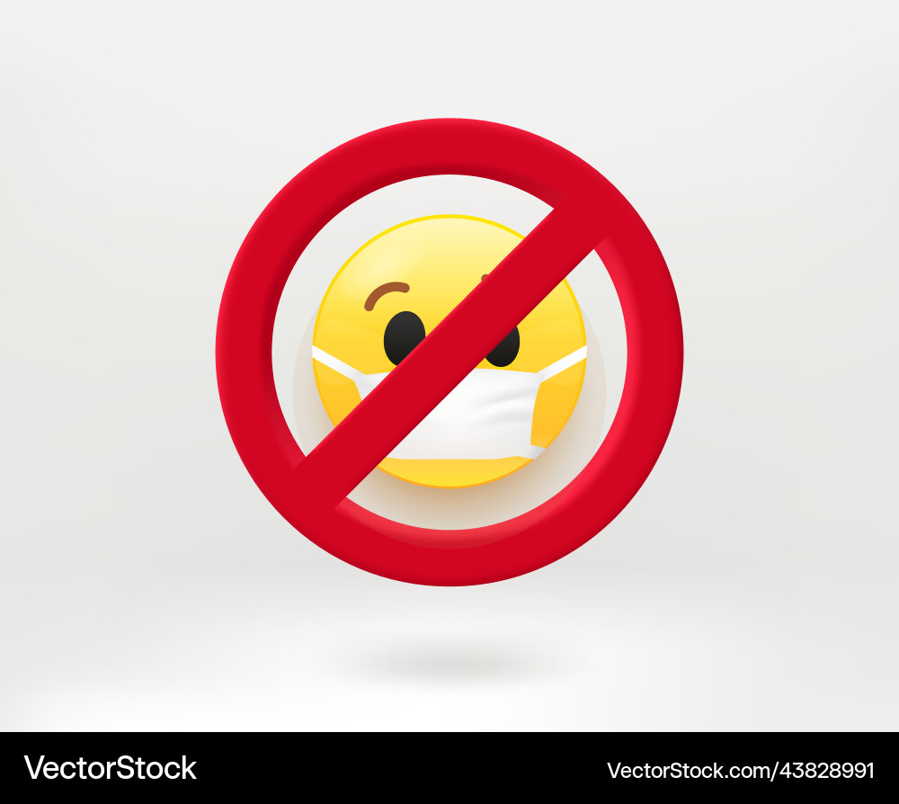 No mask concept with emoji 3d Royalty Free Vector Image