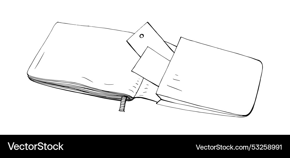 Open notebook line drawing sketch office Vector Image
