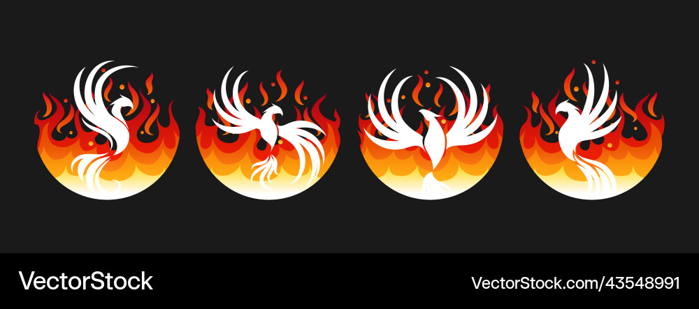 Rising phoenix emblems Royalty Free Vector Image