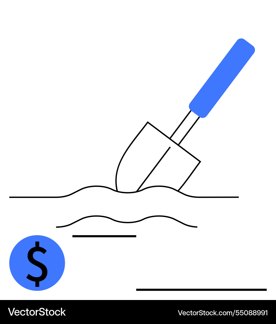 Shovel digging into ground with money symbol Vector Image