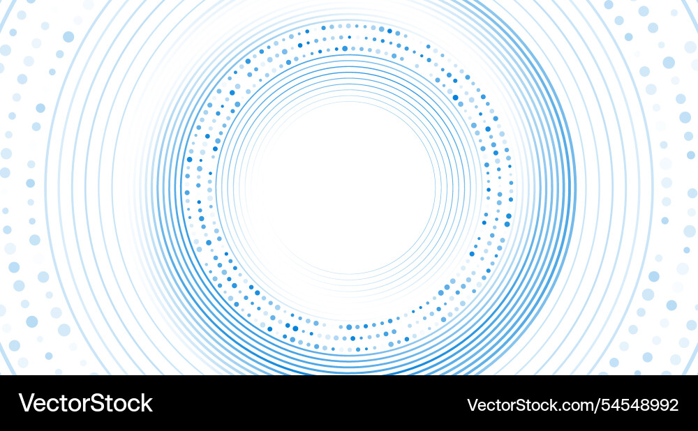 Blue circular spiral lines and dotted Royalty Free Vector