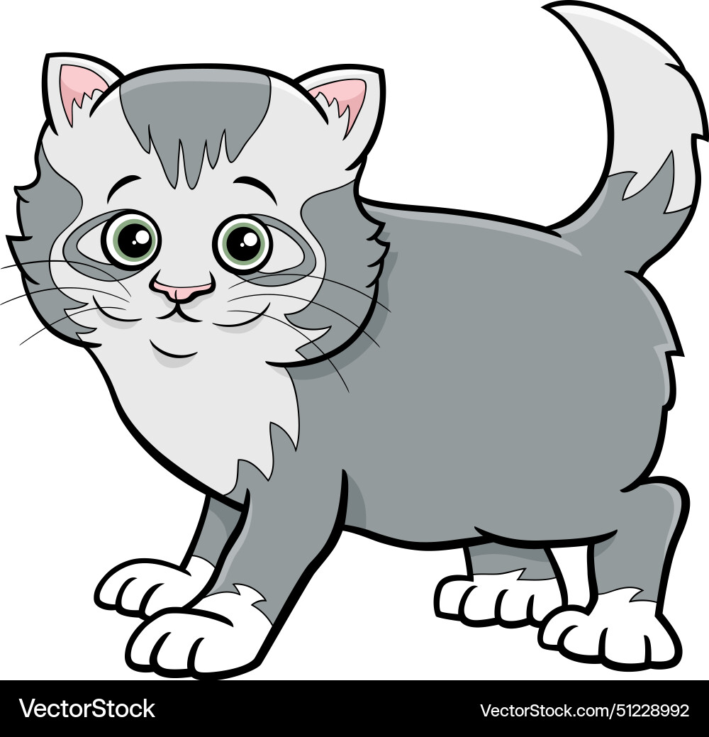 Cute cartoon little kitten comic animal character Vector Image