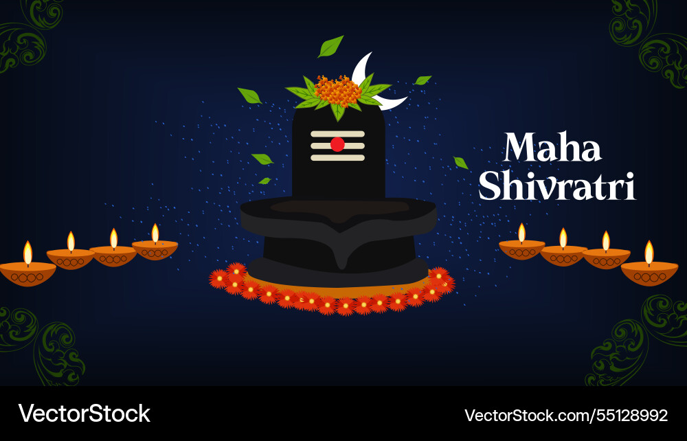 Decorated shivling with diyas for maha shivratri Vector Image