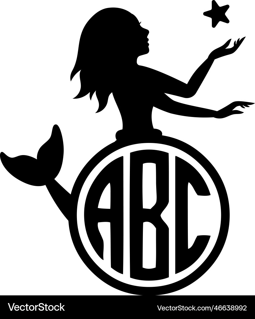 Elegant Mermaid with Monogram Royalty Free Vector Image
