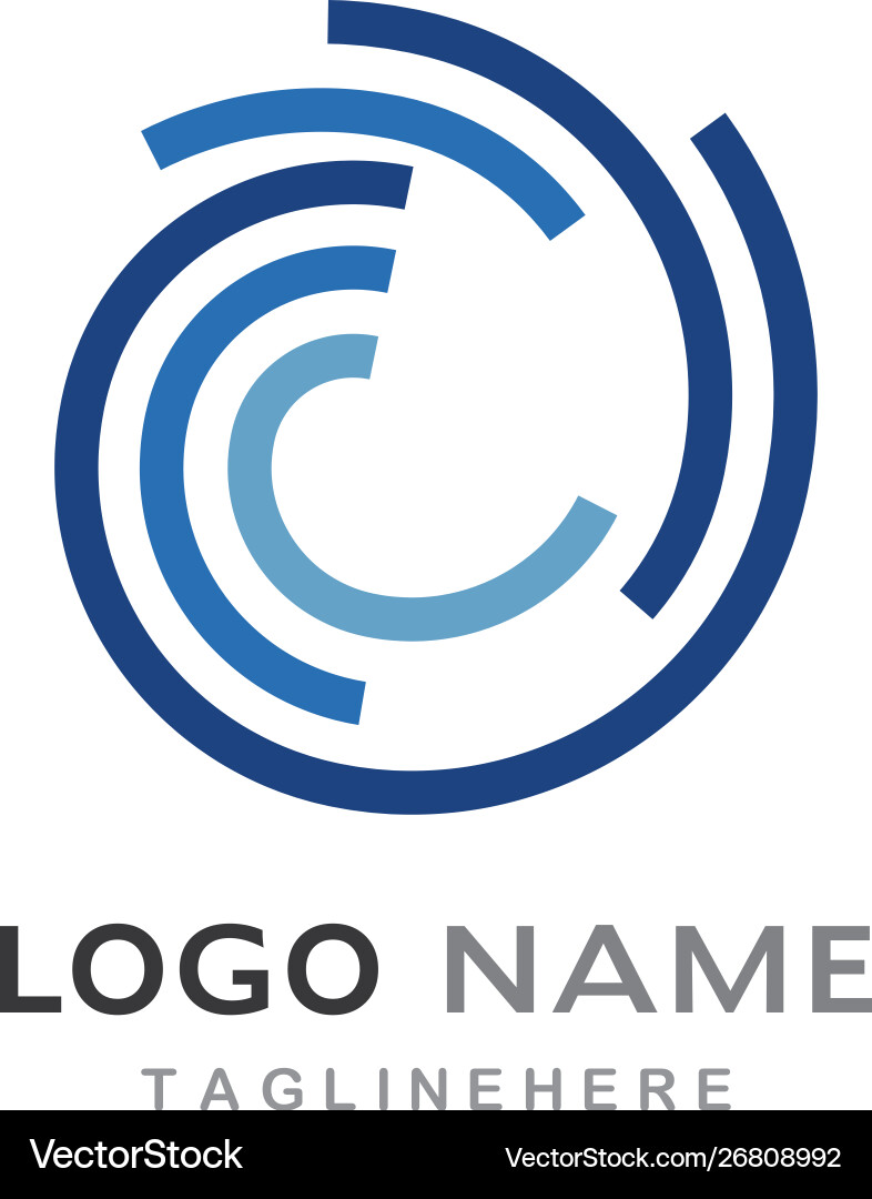 Modern Tech Circle Logo Template Royalty Free Vector Image