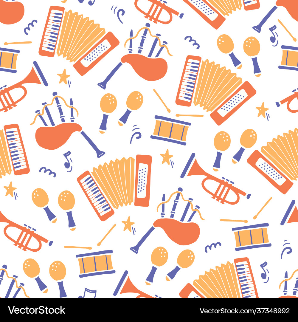 Seamless pattern musical instrument Royalty Free Vector