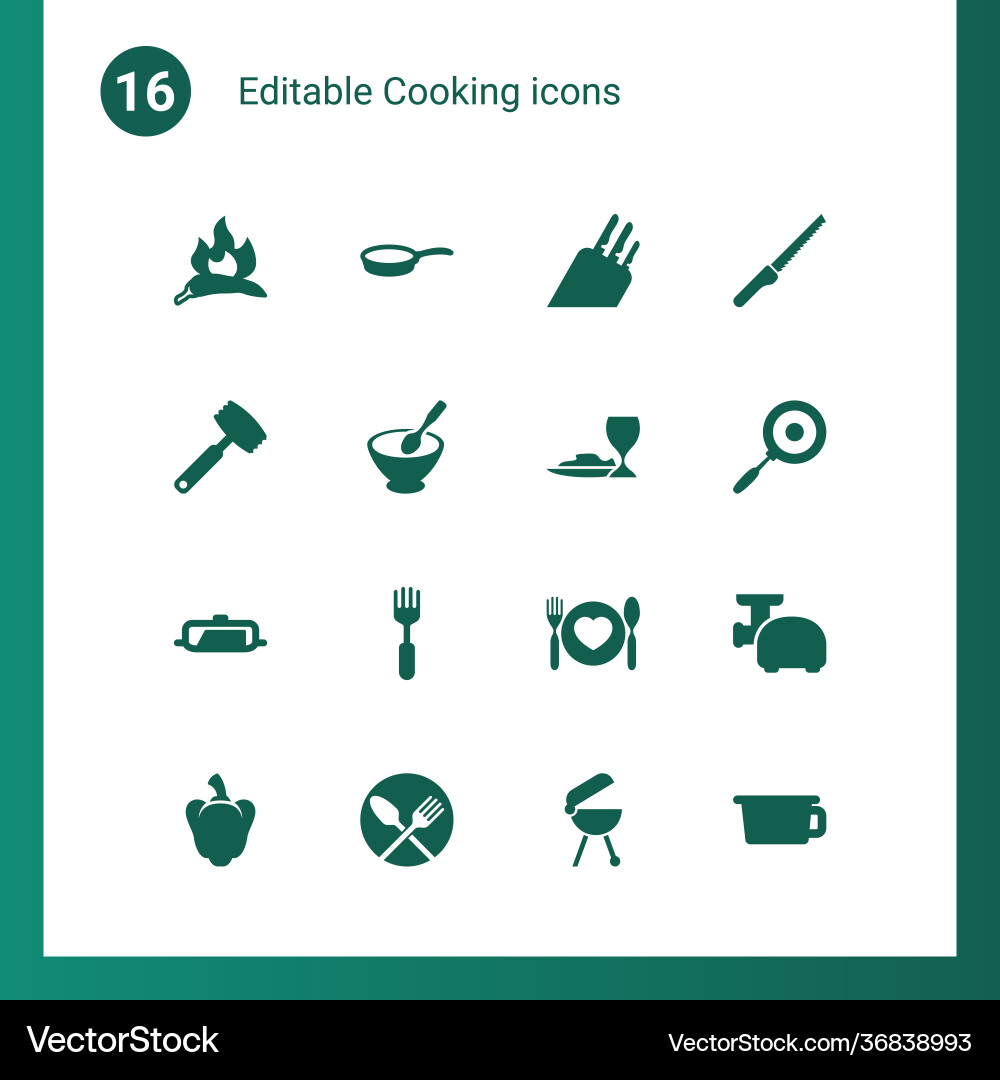 16 cooking icons Royalty Free Vector Image - VectorStock