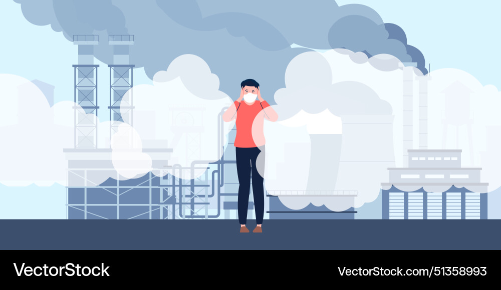 Air pollution problems person wear protective Vector Image
