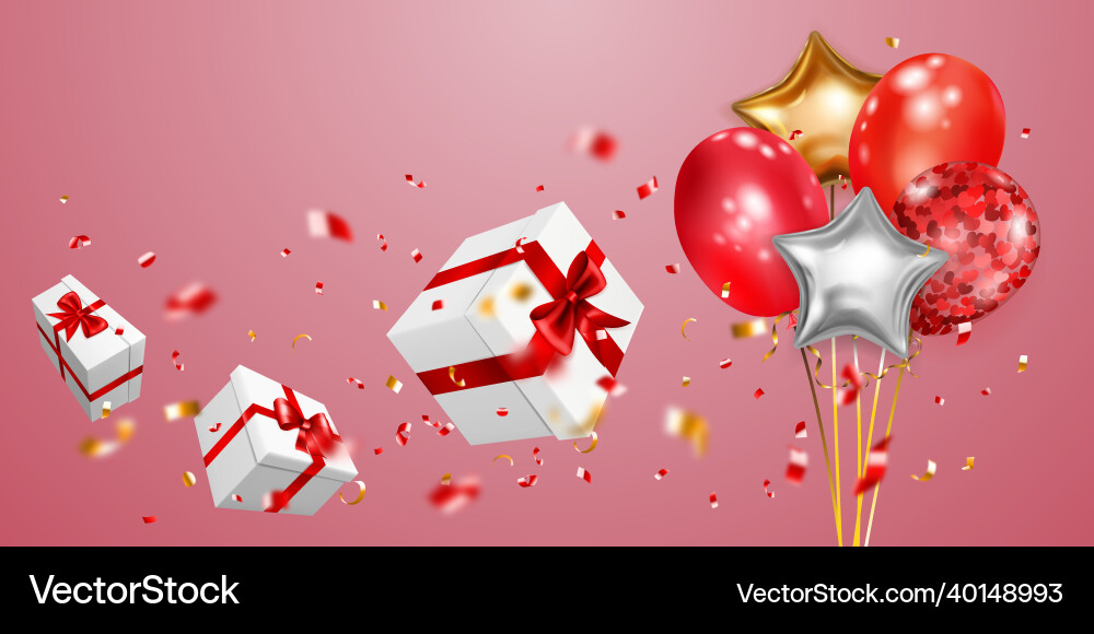 Background with gift boxes and balloons Royalty Free Vector