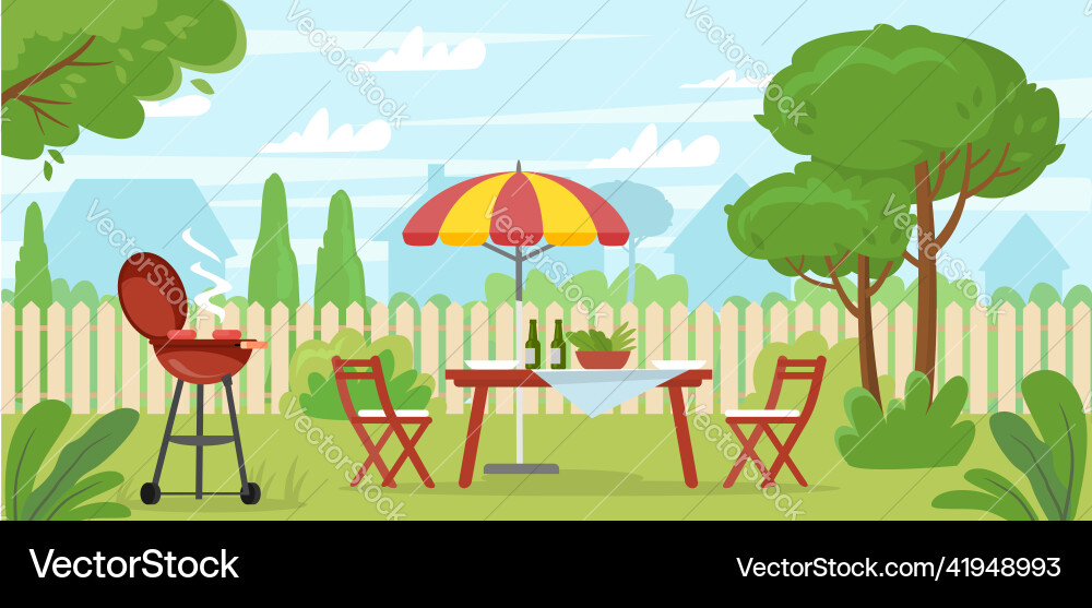 Bbq party on backyard summer grilling Royalty Free Vector