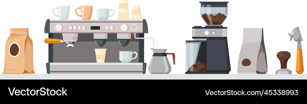Coffee appliances and equipment for brewing Vector Image