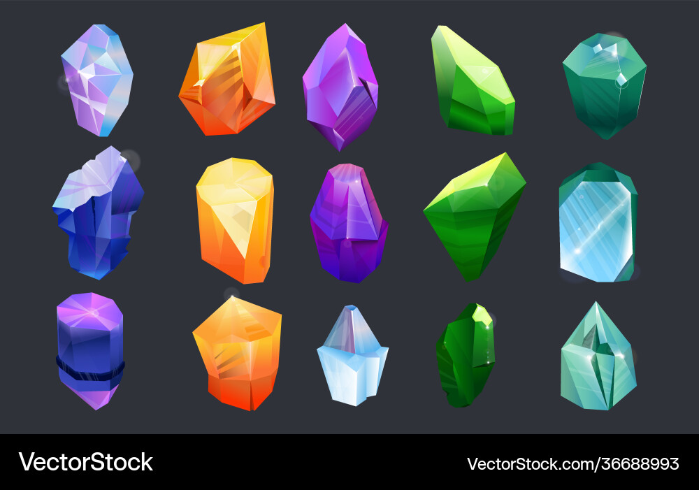 Colorful gems collection set Royalty Free Vector Image