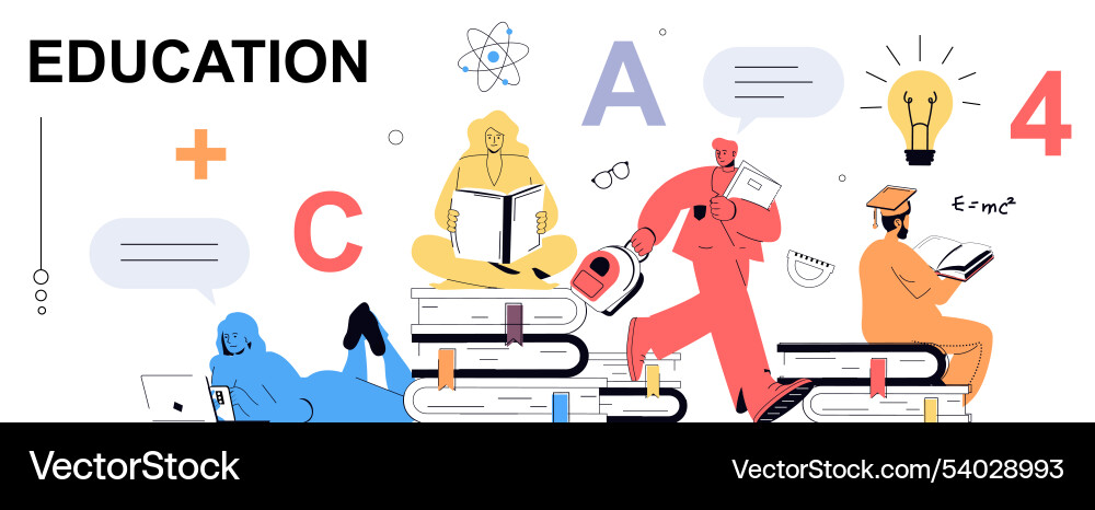 Education concept in flat cartoon design for web Vector Image
