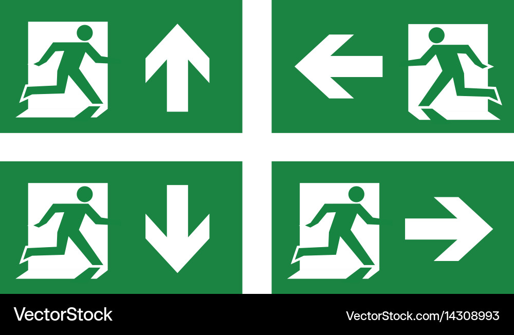 Fire exit icon set Royalty Free Vector Image - VectorStock