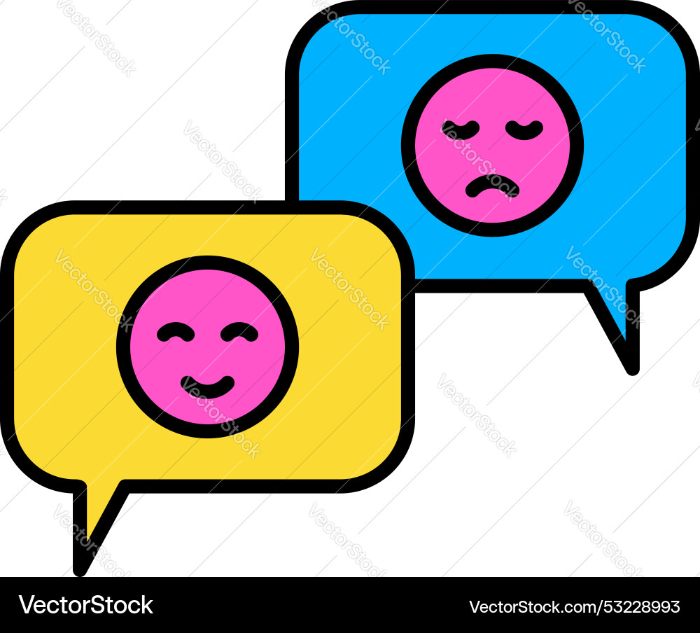 Icon flat bubble chat with sad and happy emoji Vector Image