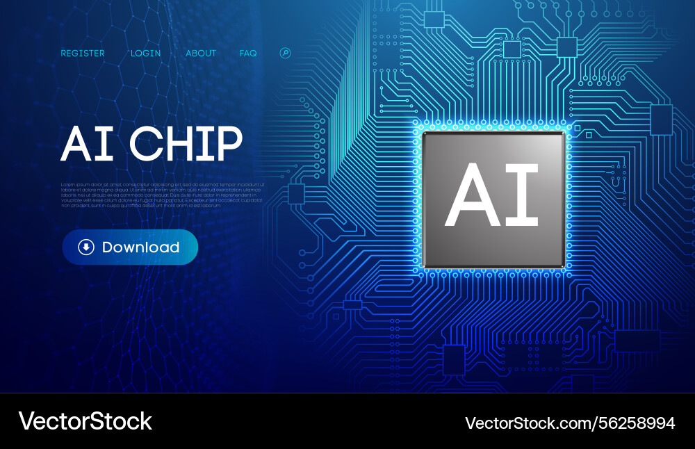 3d ai chip tech background computer semiconductor Vector Image