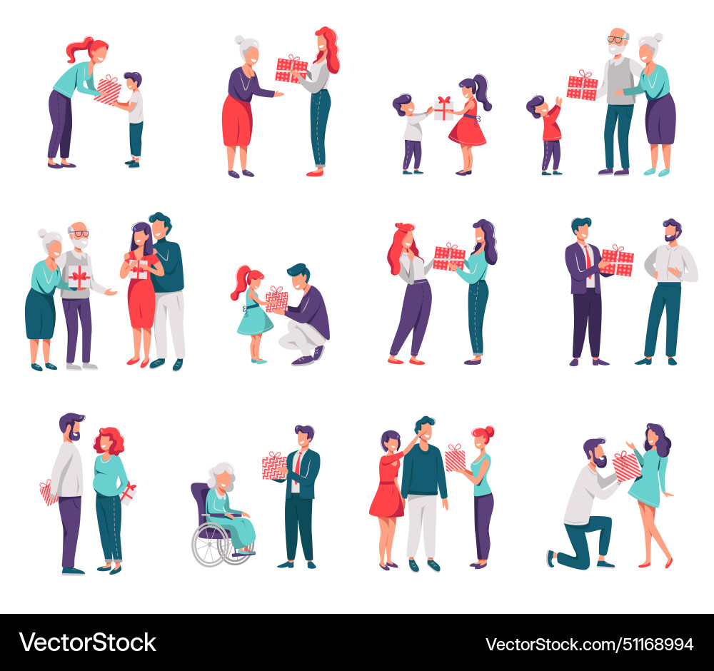 A giving a gift big set in different background Vector Image