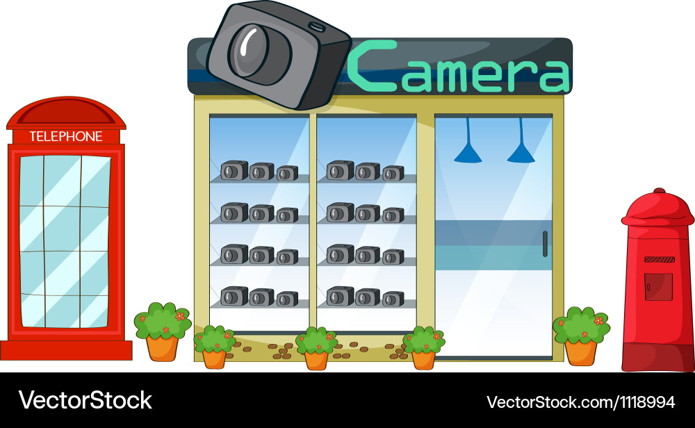 Camera shop Royalty Free Vector Image - VectorStock