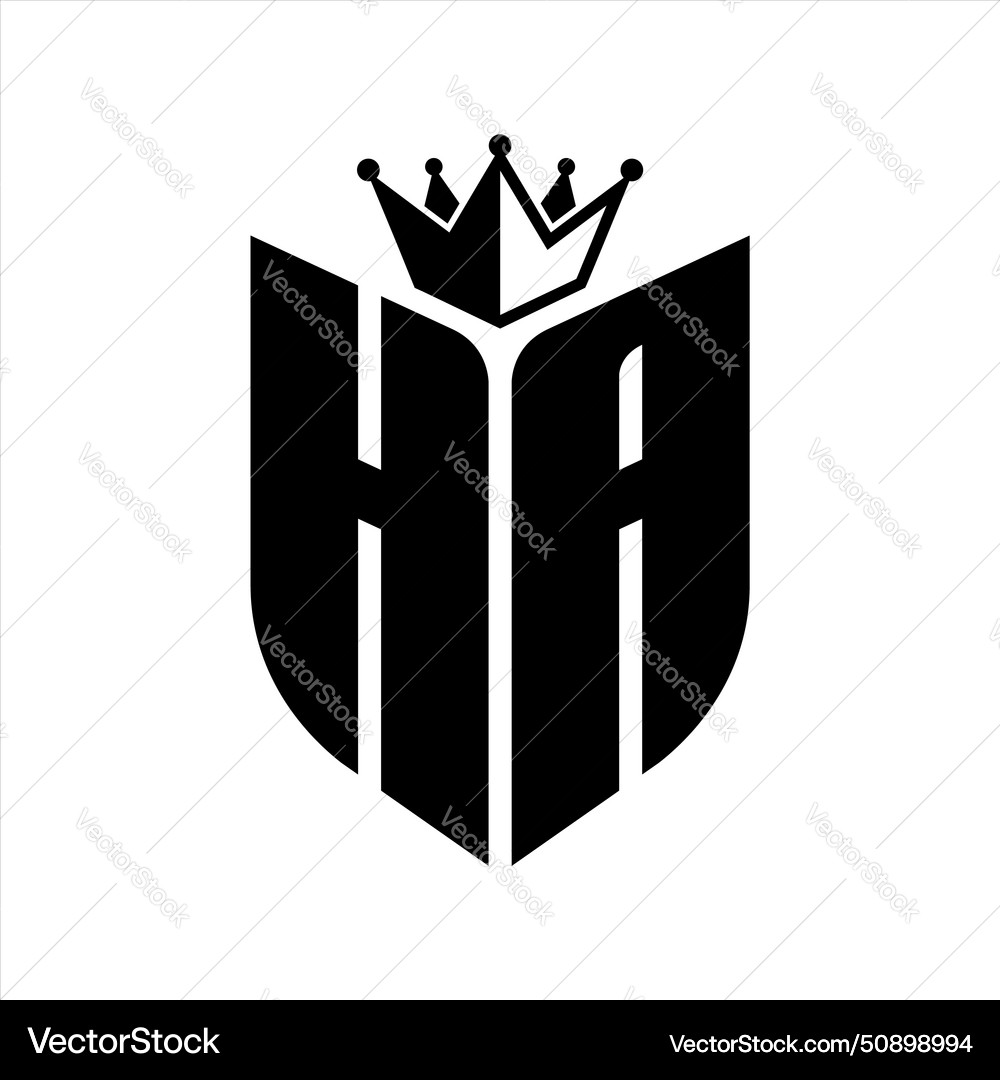 Ha letter monogram with shield shape crown Vector Image