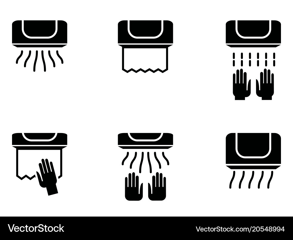 Hand dryer icons Royalty Free Vector Image - VectorStock