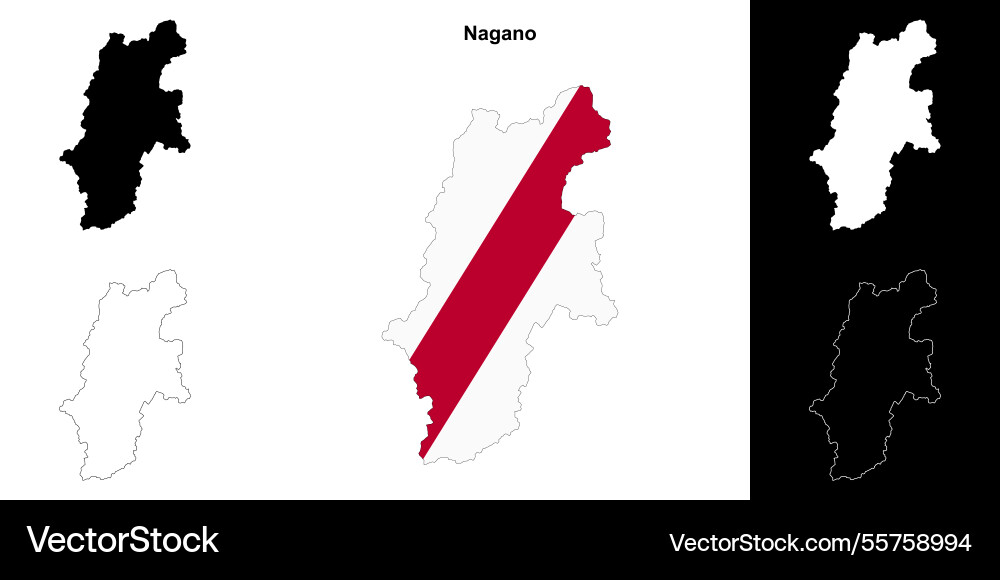 Nagano outline map Royalty Free Vector Image - VectorStock