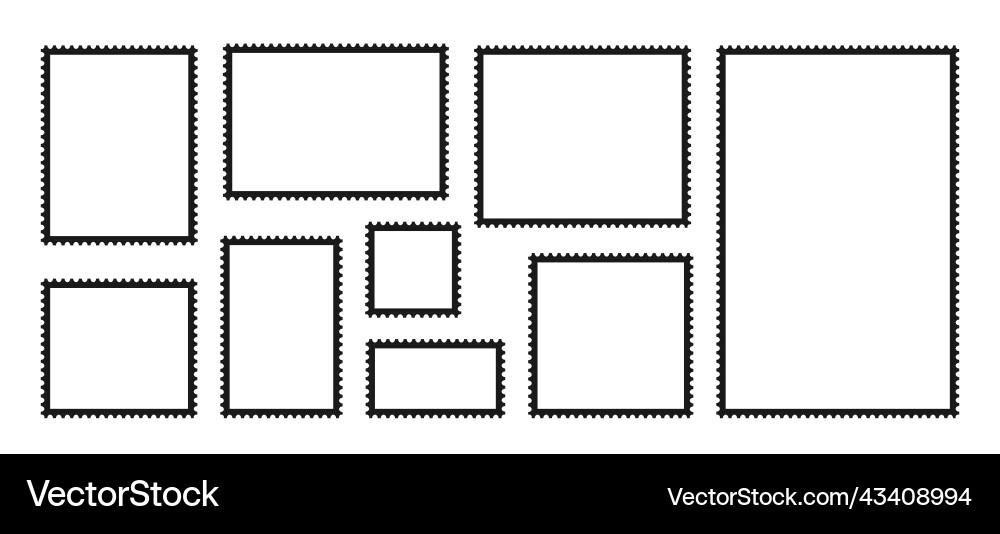 Postage stamp frames set empty border template Vector Image
