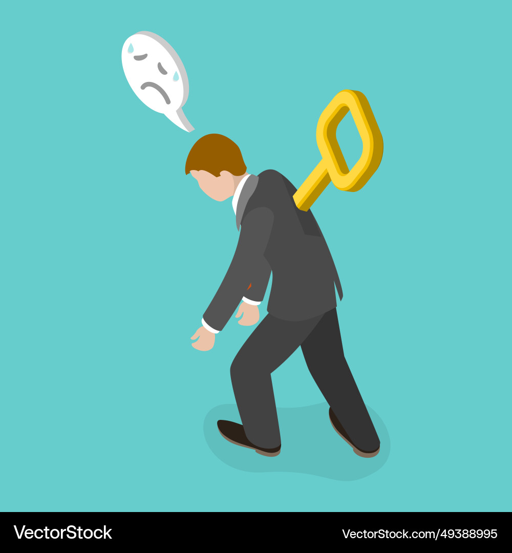 3d isometric flat of exhausted Royalty Free Vector Image