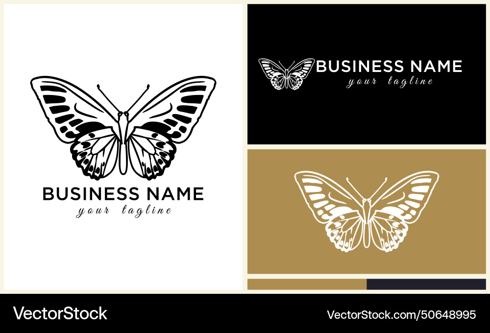Butterfly line logo template Royalty Free Vector Image
