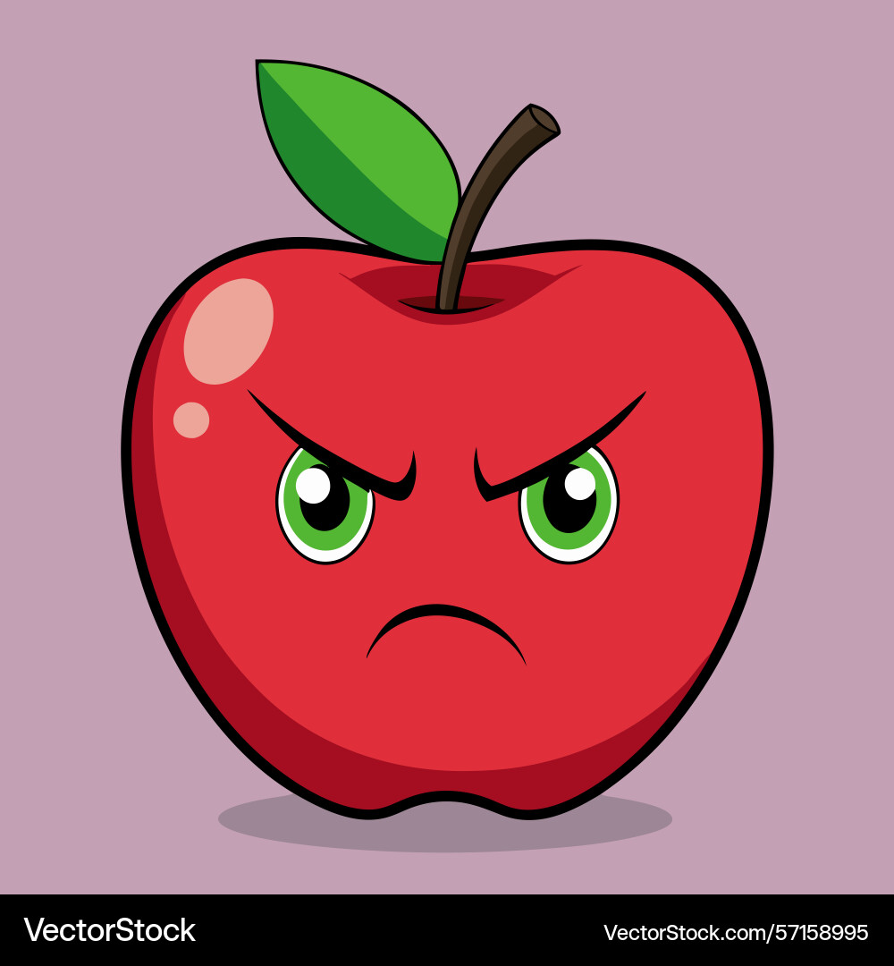 Cartoon angry red apple character with arms Vector Image