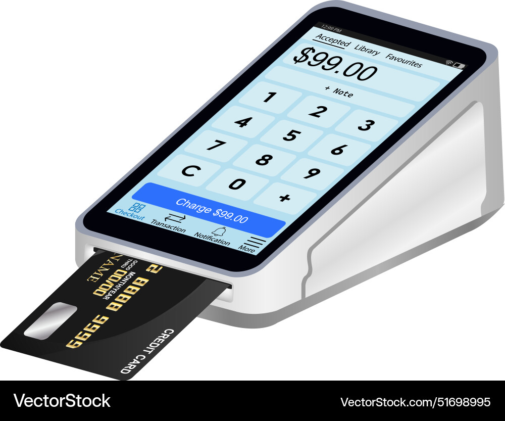 Credit card terminal isolated view Royalty Free Vector Image