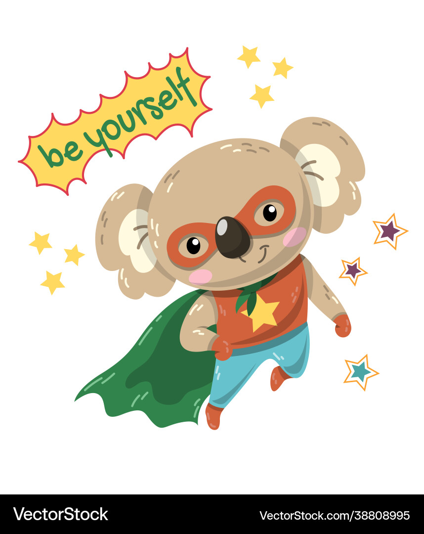 Cute Koala Superhero Royalty Free Vector Image