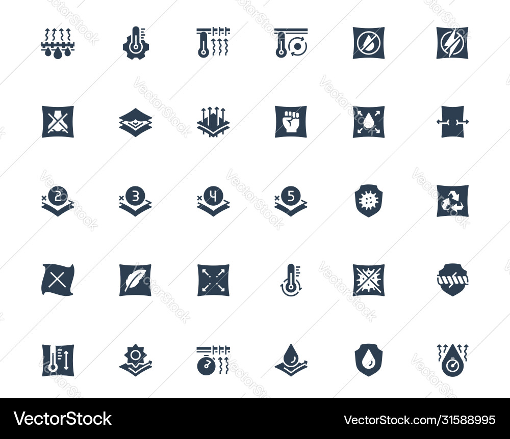 Fabric Properties Icon Set Royalty Free Vector Image