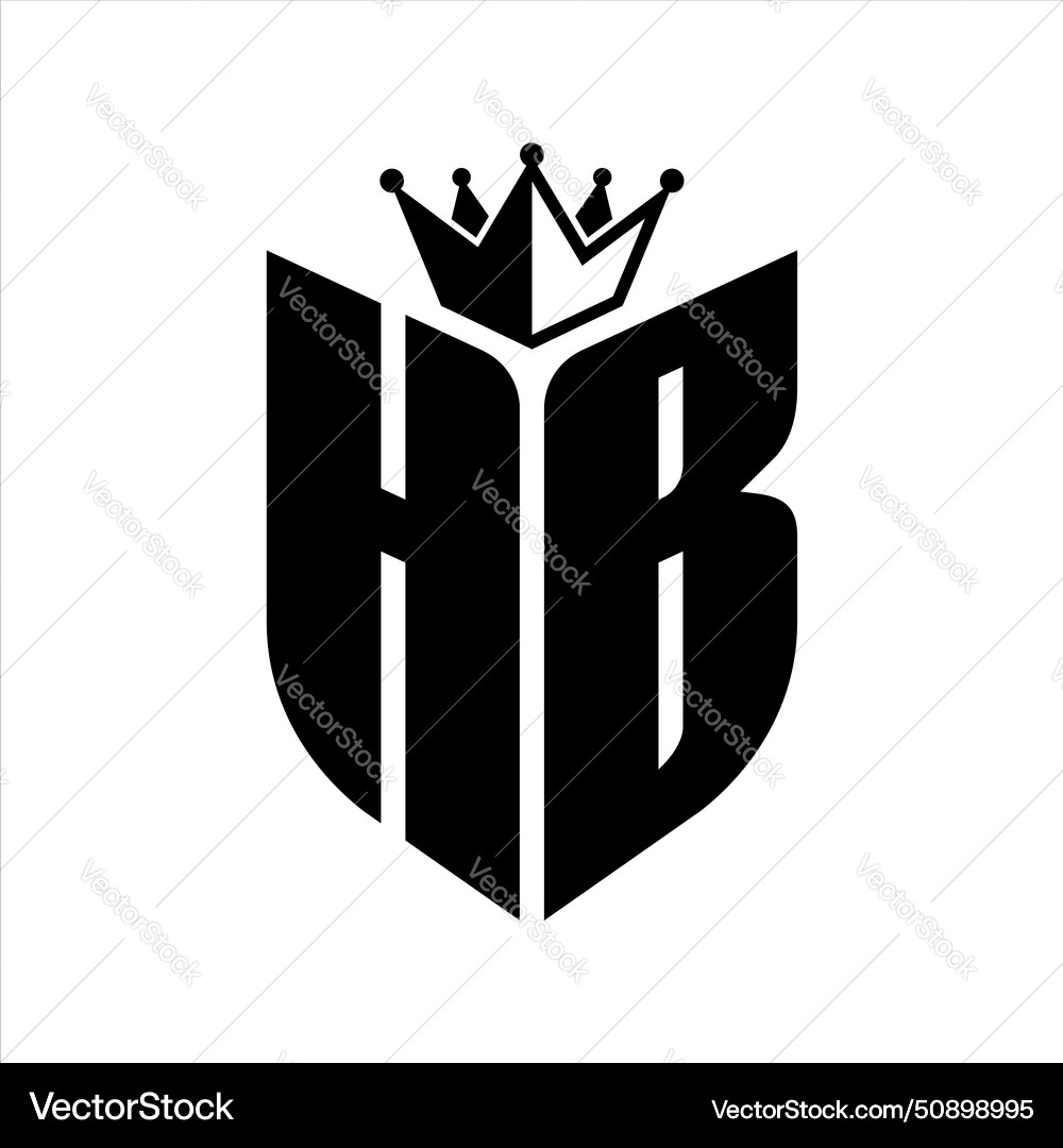 Hb letter monogram with shield shape crown Vector Image