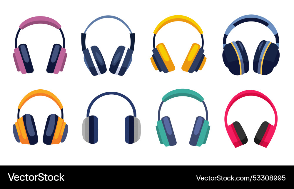 Headphones set wireless headphone Royalty Free Vector Image