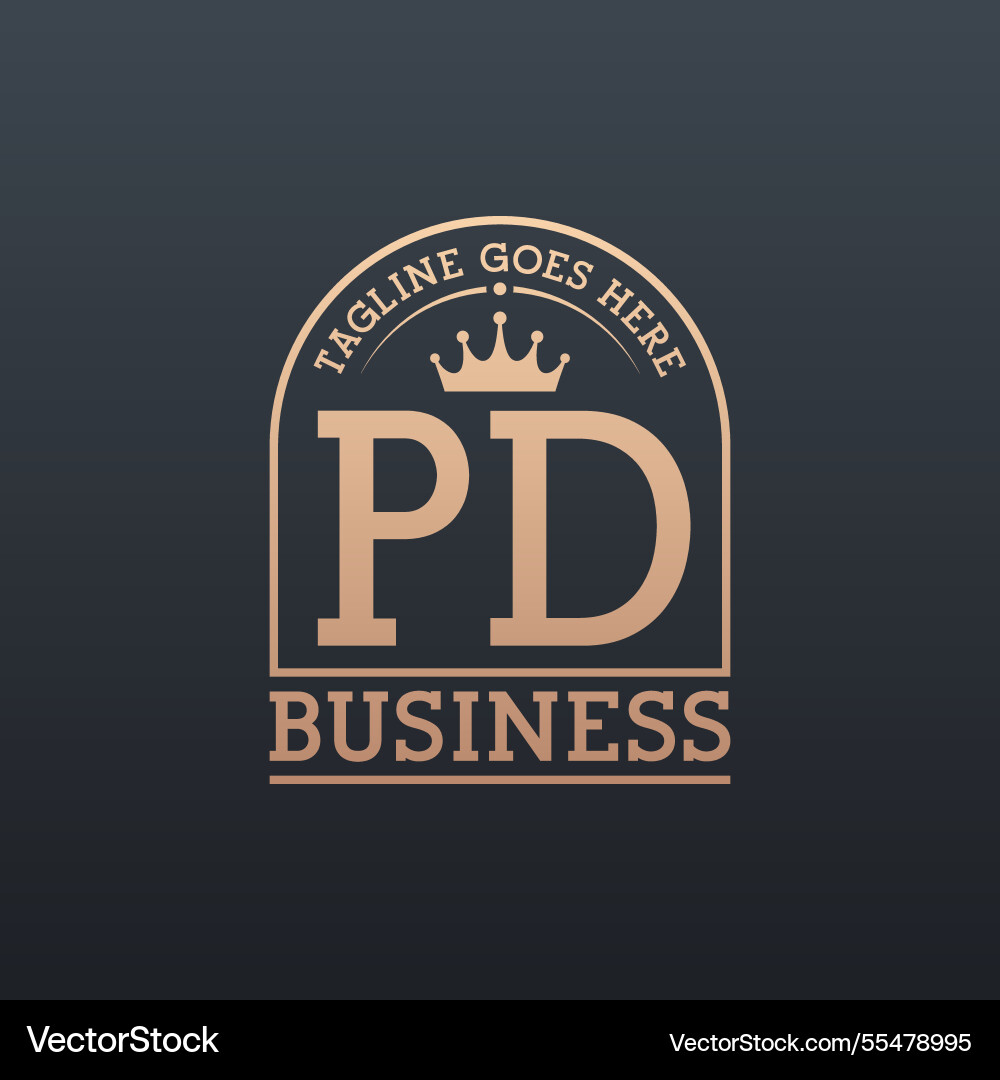 Luxury pd logo with crown elegant letter Vector Image